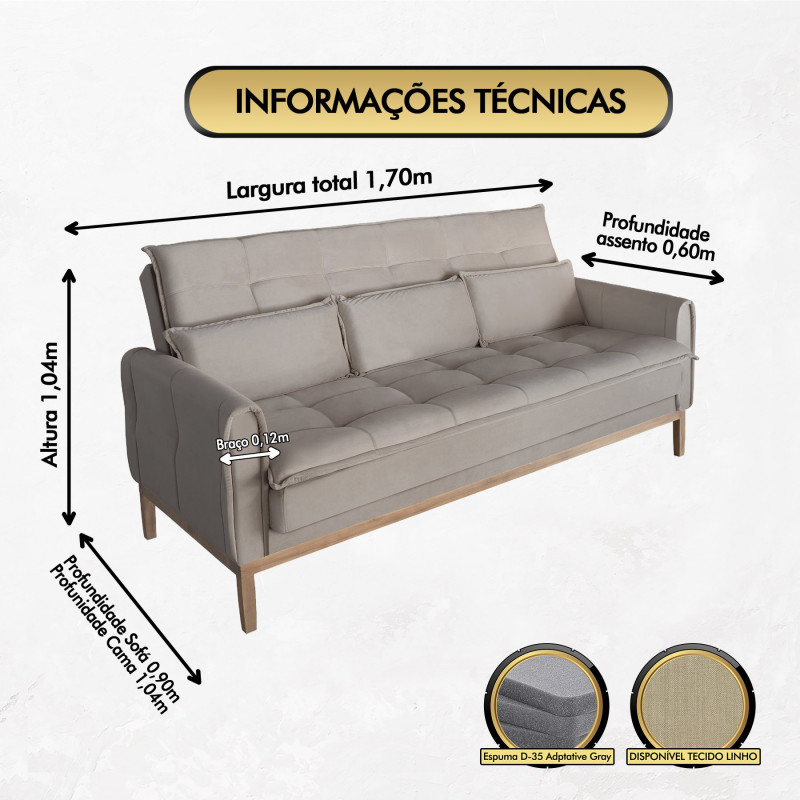 Sofá Cama Rivieira 1,70m
